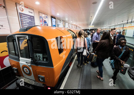 Underground Metro station platform in St Petersburg, Russia Stock Photo ...