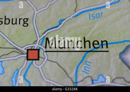 The word München (Munich) on a map Stock Photo - Alamy