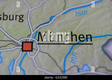 The word München (Munich) on a map Stock Photo - Alamy