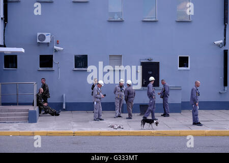 Construction workers employed by Novarka at the construction site of ...