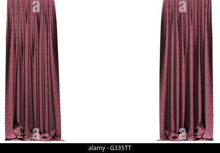 Red curtains isolated on white background. Include clipping path. 3D ...