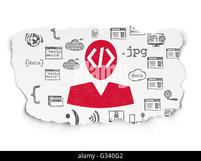 Database concept: Programmer on Torn Paper background Stock Photo - Alamy