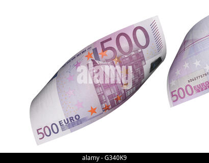 Five hundred bill collage isolated on white. Vertical format Stock ...