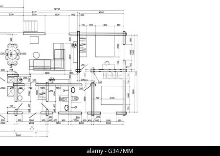house plan blueprint, architectural drawing, part of architectural ...