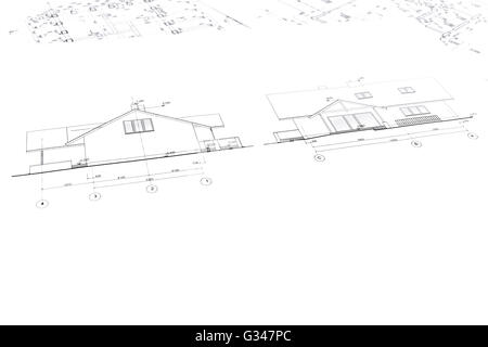 house plan blueprints for new housing development, architectural ...
