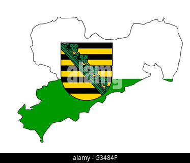 isolated map of saxony region with flag Stock Photo - Alamy