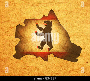 Berlin on the map of Germany in soft grunge and vintage style, like old ...