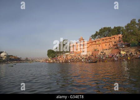 People having the Shahi Snaan (Royal Holy Dip) at Shipra Ghat, Shipra ...
