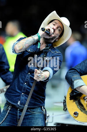 Alec Voelkel, singer of the band 'The Boss Hoss', poses for the ...