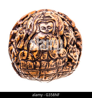 an intricate nut shell carving isolated over a white background Stock ...