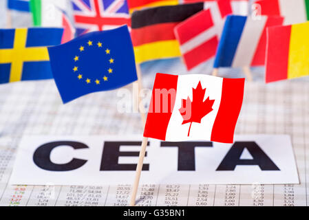 Flags of Canada and the EU with the lettering CETA | usage worldwide ...