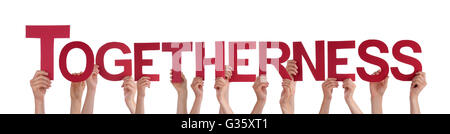 People Hands Holding Word Togetherness, Ocean Background Stock Photo ...