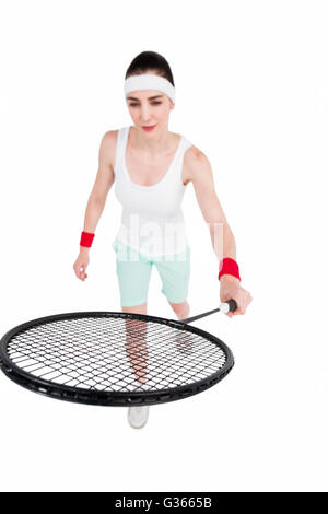 Female athlete playing badminton Stock Photo - Alamy