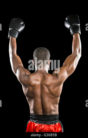 Boxer posing after victory Stock Photo - Alamy