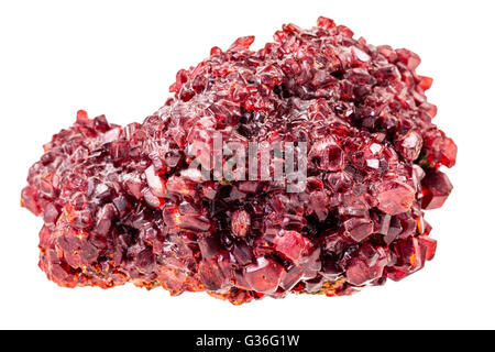 a bright red ruby crystal ore isolated over a white background Stock ...
