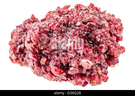 a bright red ruby crystal ore isolated over a white background Stock ...