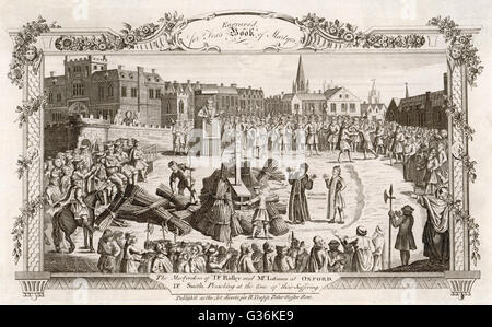 Hugh Latimer and Nicholas Ridley burned at the stake for heresy. Hugh ...