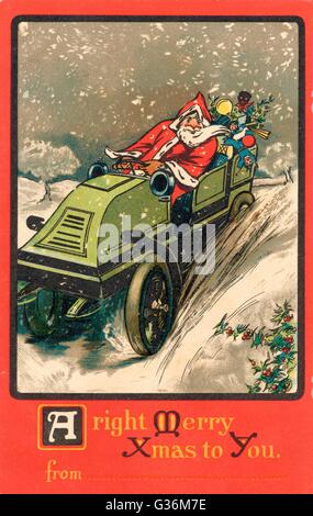 Father Christmas delivering Christmas presents Stock Photo - Alamy