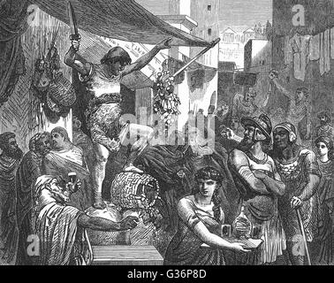 Ancient History. Rome. Scene in a Roman street. German engraving, 1865 ...