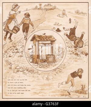 Jack and Jill/Went up the hill/To fetch a pail of water. Engllish Stock ...