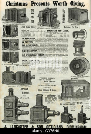 Advert for Lancaster & Sons bellows cameras 1890 Stock Photo - Alamy
