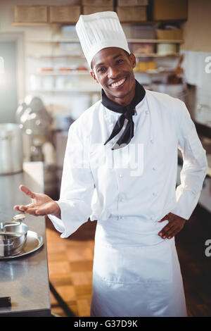 happy smiling male chef showing ok hand sign Stock Photo - Alamy