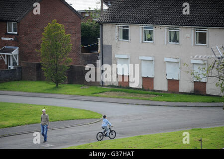 General view of the Gurnos estate in Merthyr, South Wales Stock Photo ...