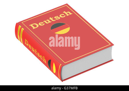 German language course. German language textbook, 3D rendering isolated ...