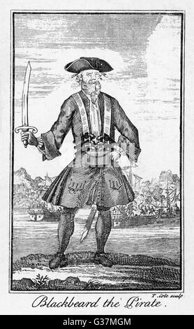Blackbeard the pirate, Edward Teach or Edward Thatch, Blackbeard, an ...