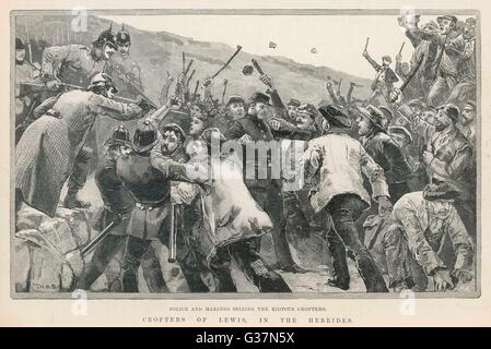 The crofters of Lewis, in the Hebrides, riot against enclosures by ...