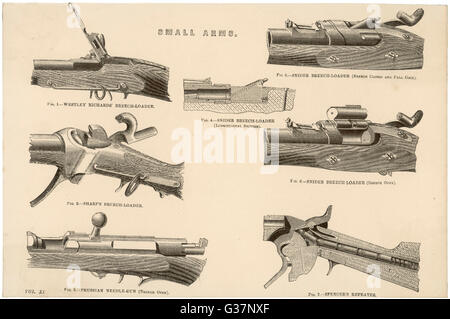 Various military rifles, with breech mechanisms 1890 Stock Photo ...