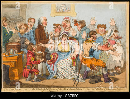 SMALLPOX 1802 cartoon of Edward Jenner doing vaccinations - see Stock ...