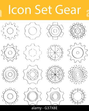 Gear Icon Collection, 7 Teeth To 16 Teeth Gears Vector Art Illustration ...