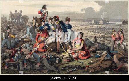The battle of Waterloo-depiction after Walter Scott's poem Stock Photo ...
