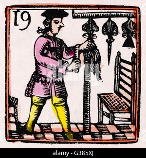 17th century Wigmaker Stock Photo - Alamy