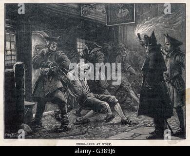 Press-gang at work, 18th century England. Legal method used by the ...