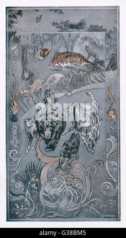 Mowgli and Wolves - Jungle Book - Kipling Stock Photo - Alamy