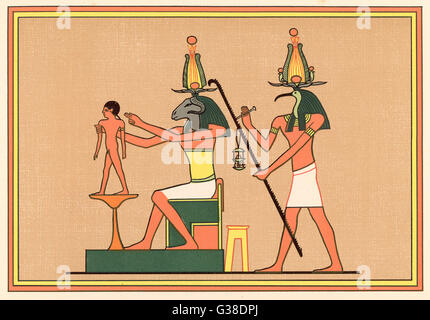 The ram-god KHNUM is the creator of life, which he does on his potter's ...