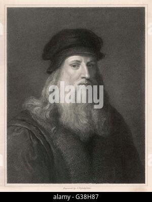 LEONARDO DA VINCI Italian artist: self-portrait in profile Date: 1452 ...