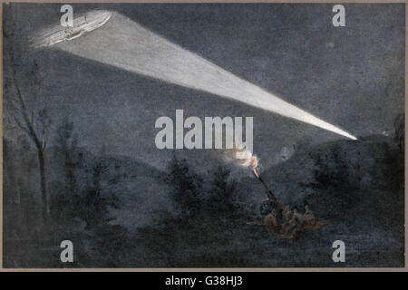 German World war one searchlight prepared in a German anti-aircraft ...