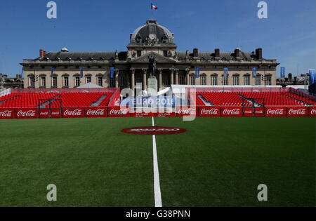 french football pitch in paris below the eiffel tower called the Stock ...