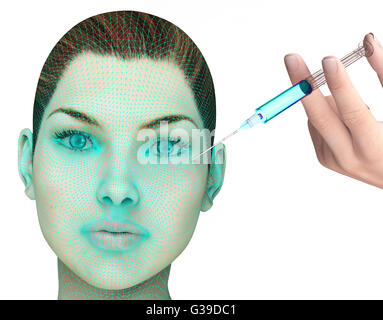 perfect female face with injection needle isolated on white Stock Photo ...