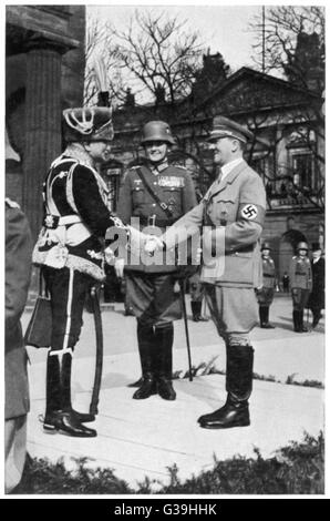 Adolf Hitler shaking hands with von Mackensen Stock Photo - Alamy