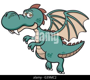 Cute cartoon flying dragon. Vector illustration isolated on white ...