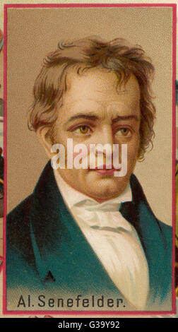 Aloys Senefelder (1771-1834), in lithographic portrait from his book ...