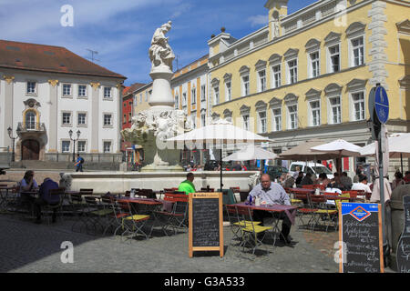 Germany, Bavaria, Passau, Residenzplatz, cafe, restaurant, people Stock ...