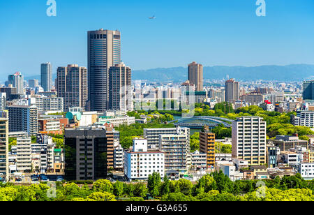 aerial view of osaka city skyline in japan Stock Photo - Alamy