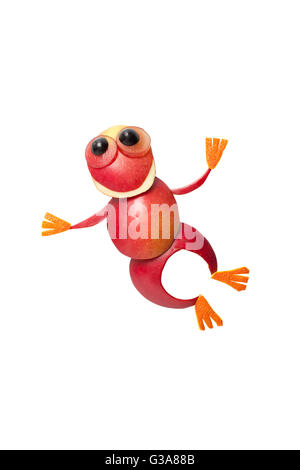 Red frog made of apple on wooden background Stock Photo - Alamy