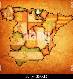 basque country region on administration map of regions of spain with ...