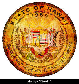 The state Seal of Hawaii over a white background Stock Photo - Alamy